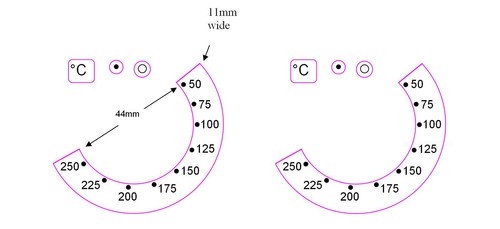 50-250 OVEN TEMPERATURE STICKERS with replacement 44mm inner diameter ...