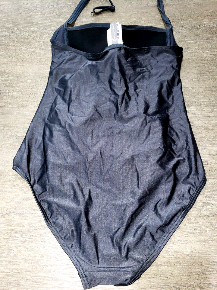 MOONTIDE womens size 8 1 PC SWIM SWIMMING SUIT PADDED TOP SILVERY BLACK ...