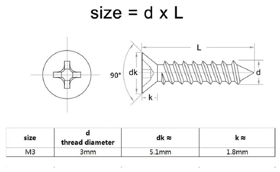 Various Lengths M3 BLACK STEEL WOOD SCREWS Self Tapping Countersunk ...