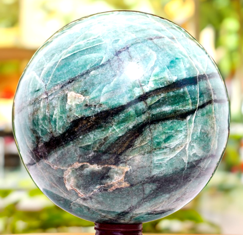 Giant 290MM Green Saussurite Crystal Healing Ball Meditation Aid ...