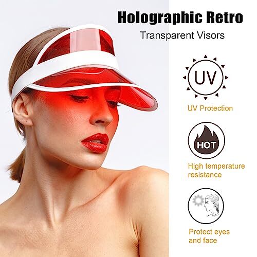 Ultrafun Unisex Candy Color Sun Visors Hats Plastic Clear UV Protection ...