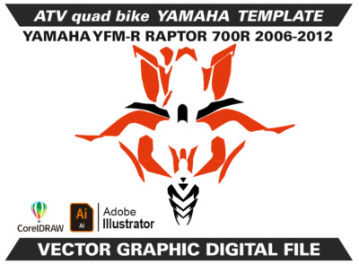 YAMAHA 700 YFM-R Raptor 2006-2012 template Vector format AI CDR EPS A24 ...