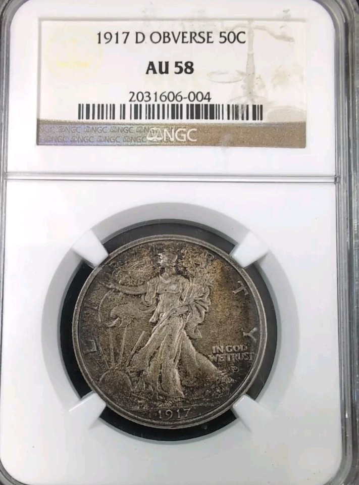 1917-D OBVERSE 50C WALKING LIBERTY HALF DOLLAR NGC AU 58 #2907 | eBay