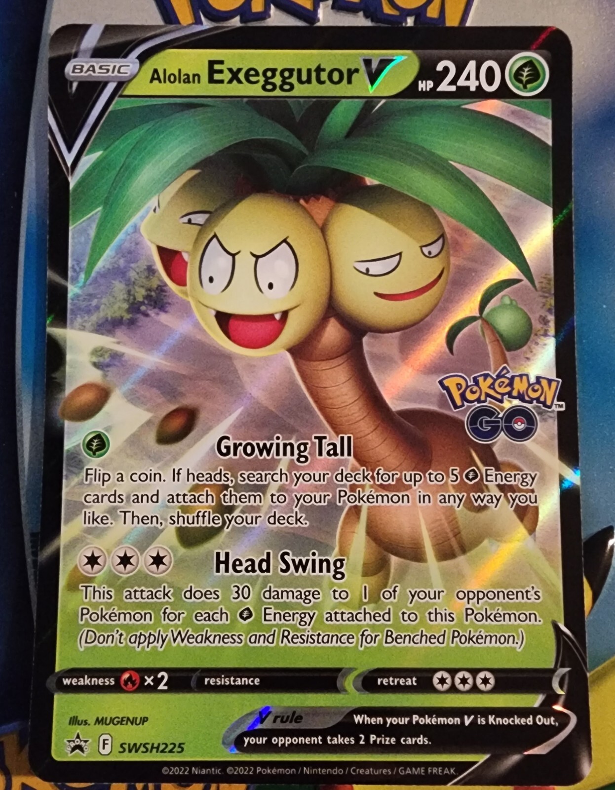 Alolan Exeggutor V SWSH225 Holographic Black Star Promo Pokemon TCG ...