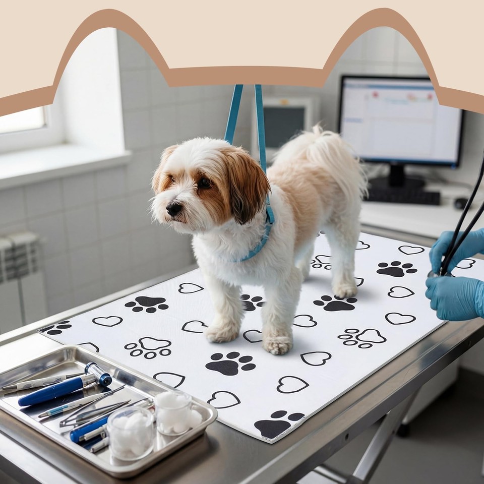 Non Slip Dog Grooming Mat 24x36 Inch Table Vet Pad Paw Print Waterproof ...