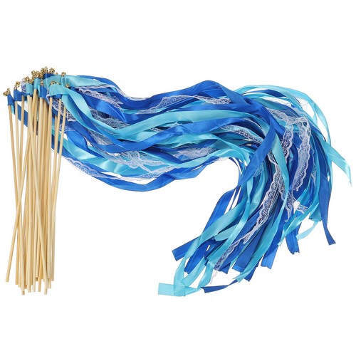 50Pcs Lace Silk Ribbon Fairy Sticks Wands for Wedding Party, Navy Blue ...