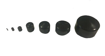1/16" to 4 3/4" Black Round Flexible Vinyl Rubber Tube Caps (2|4|10|25 ...