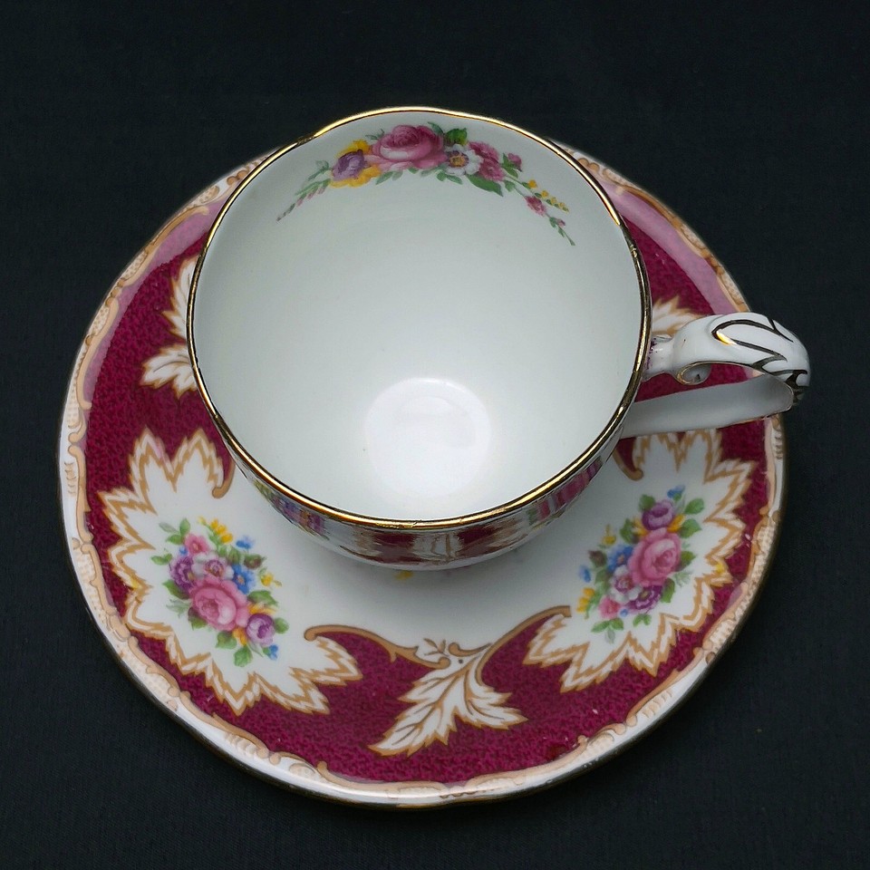Royal Grafton Fine Bone China Tea Cup and Saucer Academy Burgundy ...