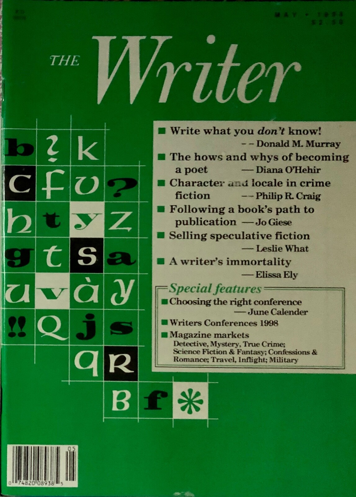 THE WRITER magazine May 1998 Murray O’Hehir Craig Giese What Ely ...
