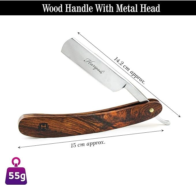 Customized Name - Wooden Barber Cut Throat Shaving Razor Brush Kit ...