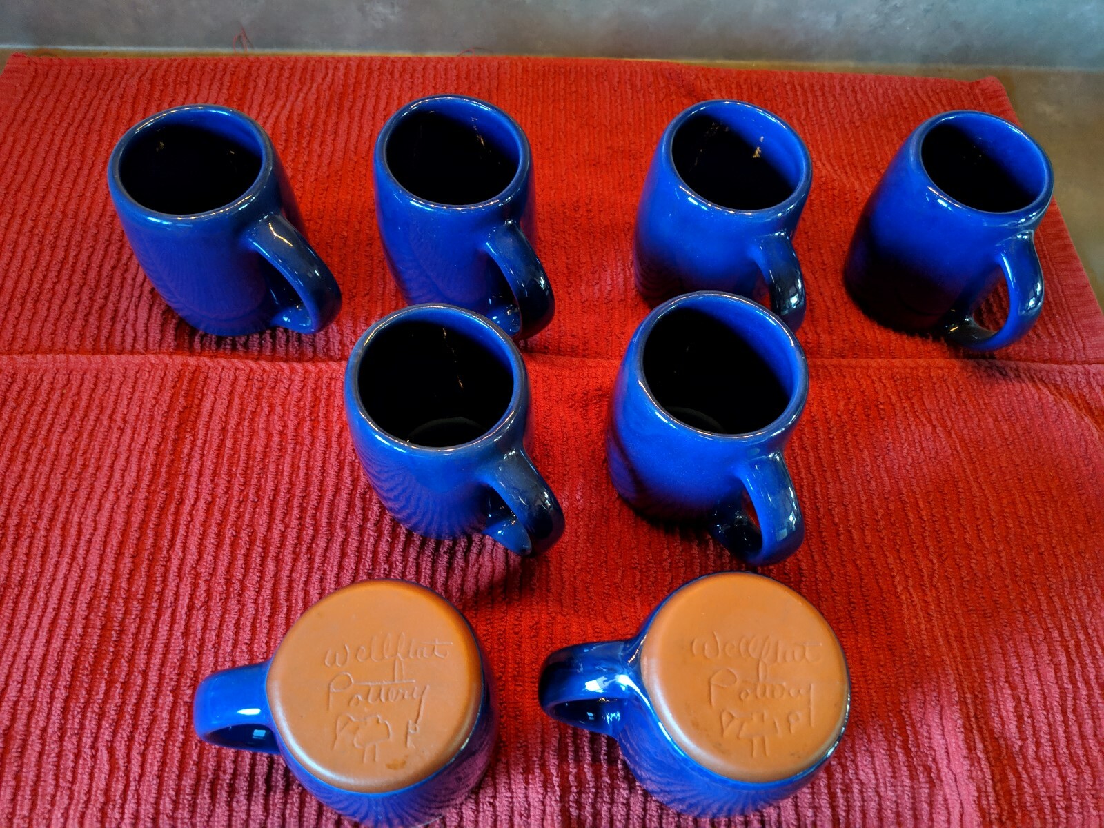 Wellfleet Pottery-Umber China Tall Coffee Mugs. Set of 8. Deep Blue. | eBay