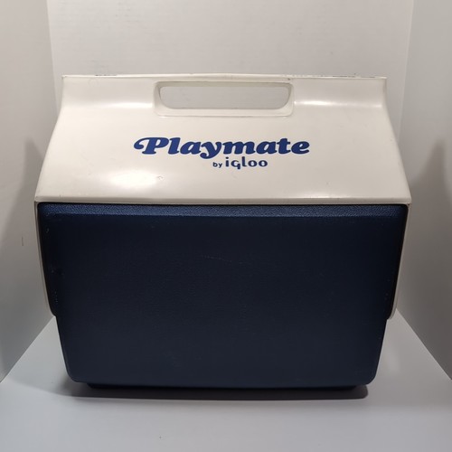 VTG Playmate Igloo Cooler White/Blue Collar Beach Button Open Lunch Box ...