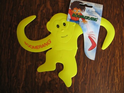 BOOMERANG TOY NEON YELLOW MONKEY 🌻 OUTDOOR SPORTS FUN CHILD TEENAGER ...