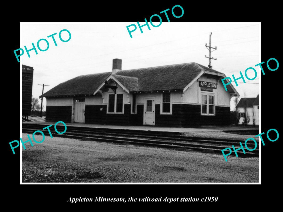 OLD POSTCARD SIZE PHOTO OF APPLETON MINNESOTA THE RAILROAD STATION ...