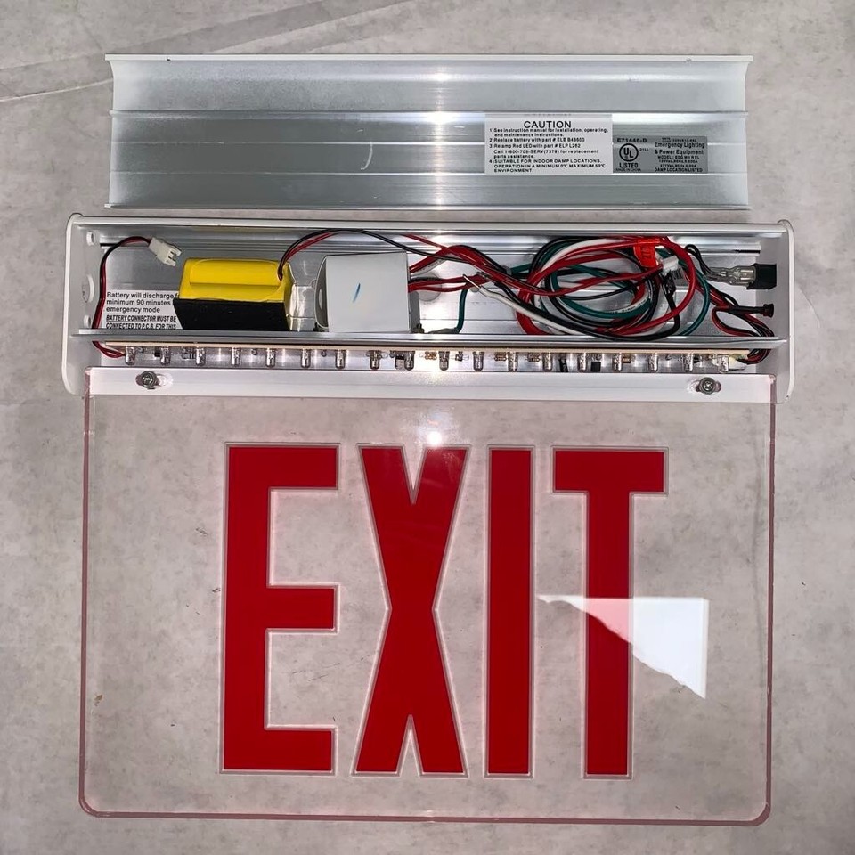 Lithonia EDG-W-1-REL Universal Mount LED Edge-Lit Exit Sign Single Face ...