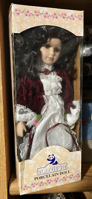 Classique Collection Porcelain Doll Beautiful 12" with long brown curls ...