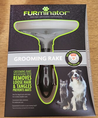 FURminator Grooming Rake with Rotating Metal Teeth for dog or cat - NEW ...