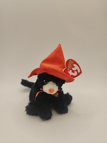 2006 RARE TY BEANIE BABY HALLOWEENIE~SCREAMS BLACK CAT WITCH HALLOWEEN ...