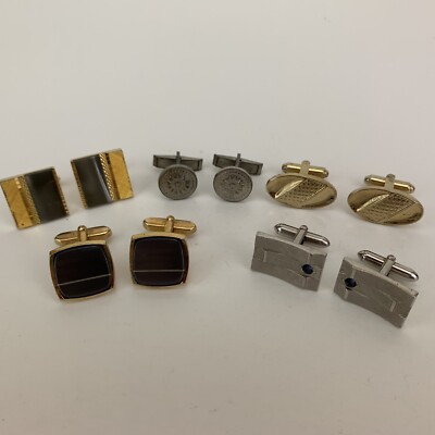 VTG Mens Cufflinks Estate Lot 1960s 70s X 5 Silver Gold Dual Tone Mixed ...