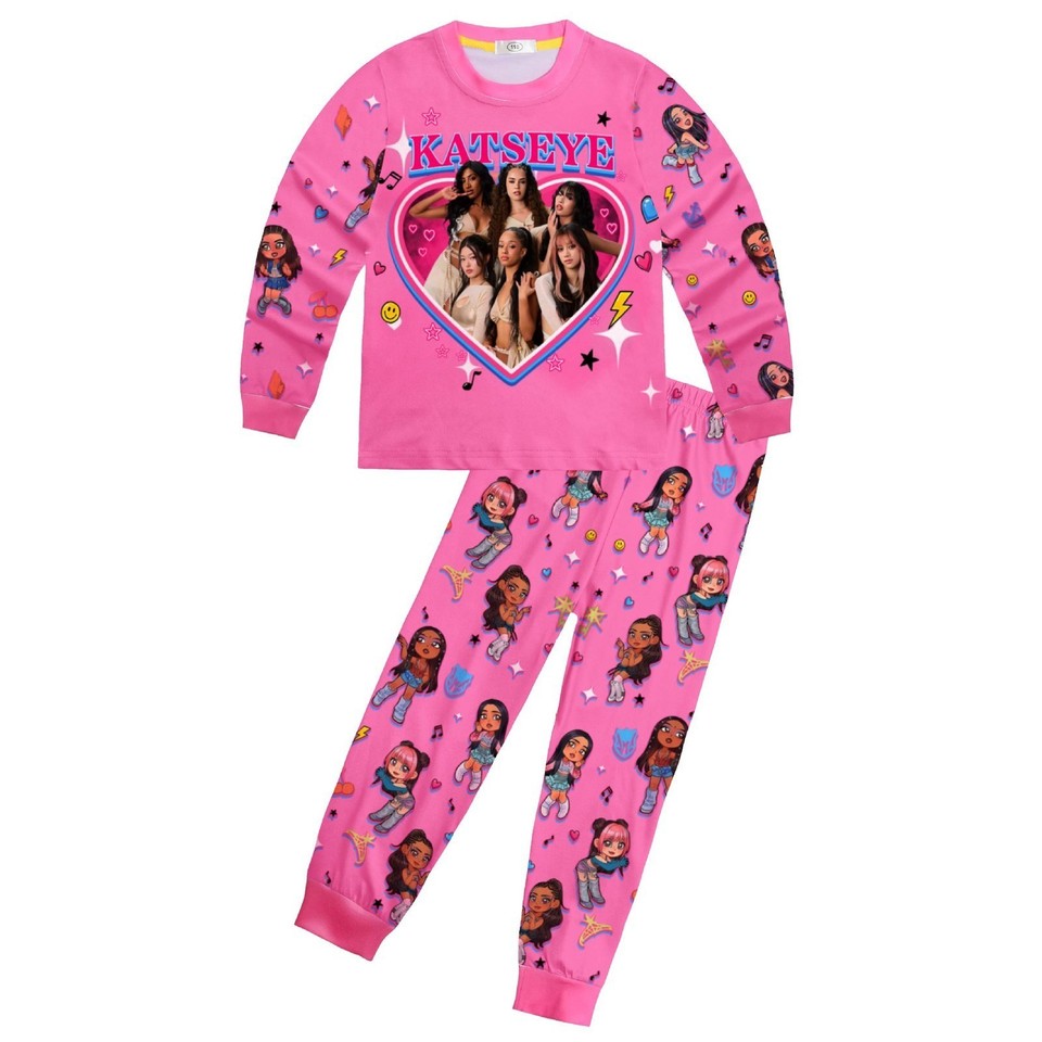 2Pcs Girls KATSEYE T-shirt Tops Pants Outfit Pyjamas Set Nighwear ...