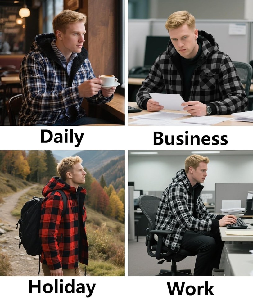 SCODI Men's Flannel Plaid Jacket Warm Sherpa Lined Fleece Large, Brown ...