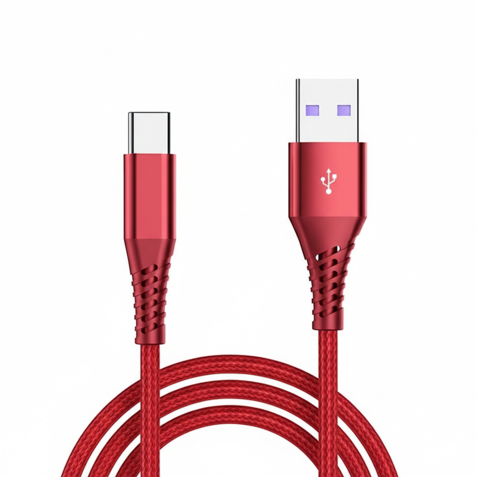 USB A to USB-C Cable 3A Samsung Fast Charger Braided Long Type C Lead ...