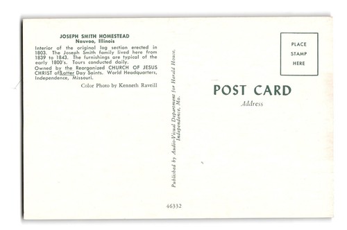 Joseph Smith Homestead, Navoo, Illinois, Postcard | eBay