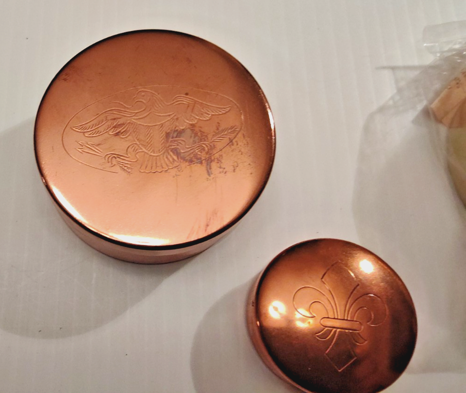 Snuff Box-Shiny Brass-Copper 18th Century Re-enactment and Pill Box lot ...