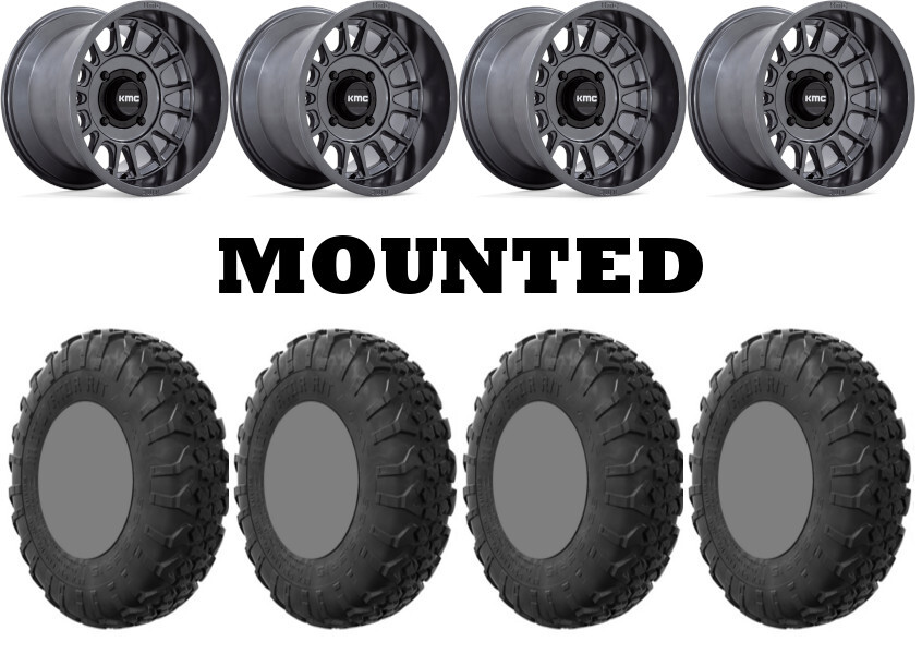 Kit 4 EFX MotoVator R/T Tires 35x9.5-15 on KMC KS138 Impact Gray Wheels ...