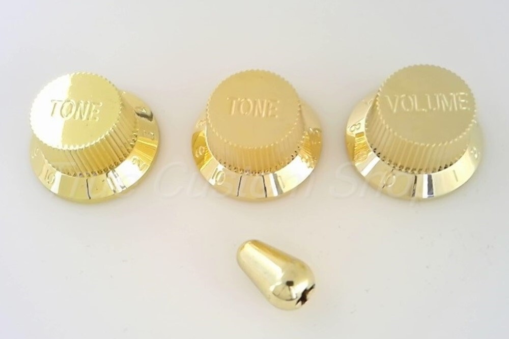 True Custom Shop® Gold Knobs & Switch Tip Set for Fender Strat 1 Volume 2 Tone | eBay