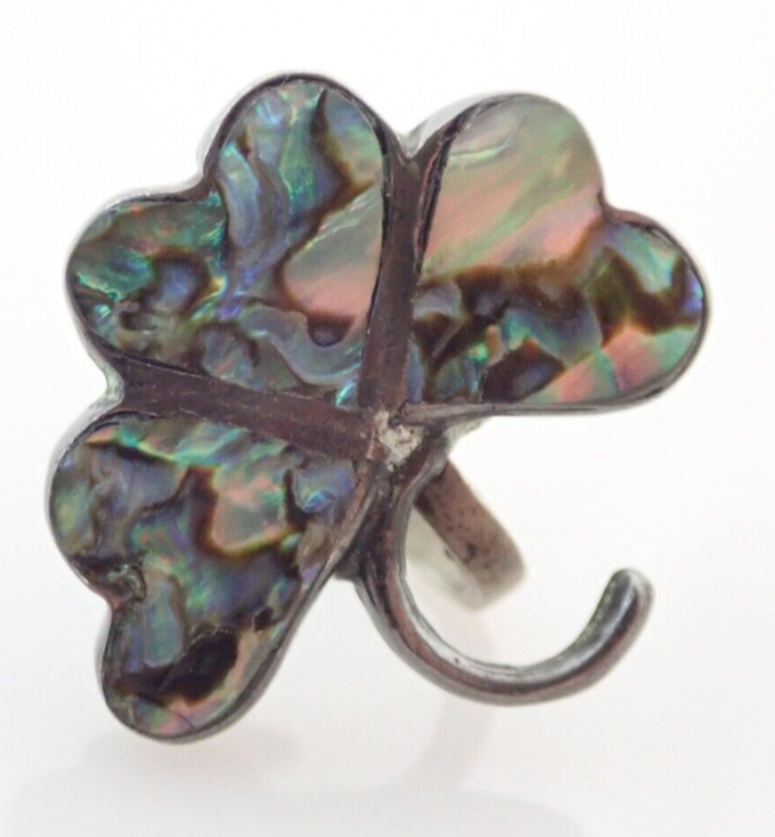 Vintage Taxco Mexico Abalone Shell Inlay Shamrock Clo… - Gem