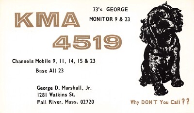 Postcard MA Fall River Sad Dog Amateur Ham Radio QSL Citizens Band CB ...