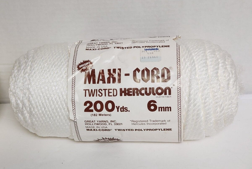 Vintage Maxi-Cord White Twisted Herculon 200 Yrd 6mm Macrame Cord | eBay