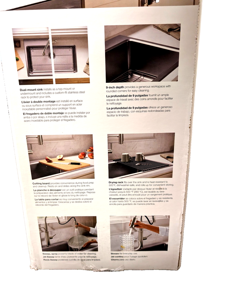New Kohler Semi-Pro Kitchen Faucet Kit 18 Gauge Steel 33" Workstation ...