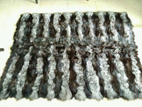 Luxury Silver Fox Fur Throw Real Fox Fur Blanket / Bedspread | eBay