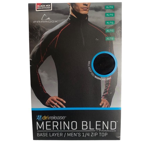 Paradox Men's 1/4 Dri Release Top Marino Blend Base Layer Black Mix | eBay