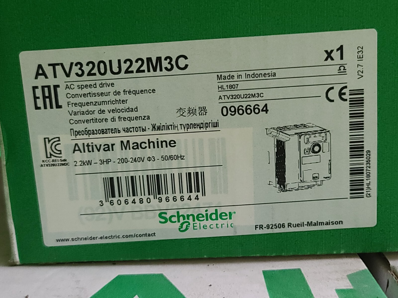 Schneider Electric ATV320U22M3C Inverter Altivar ATV320 Drive 2.2kW 200 ...