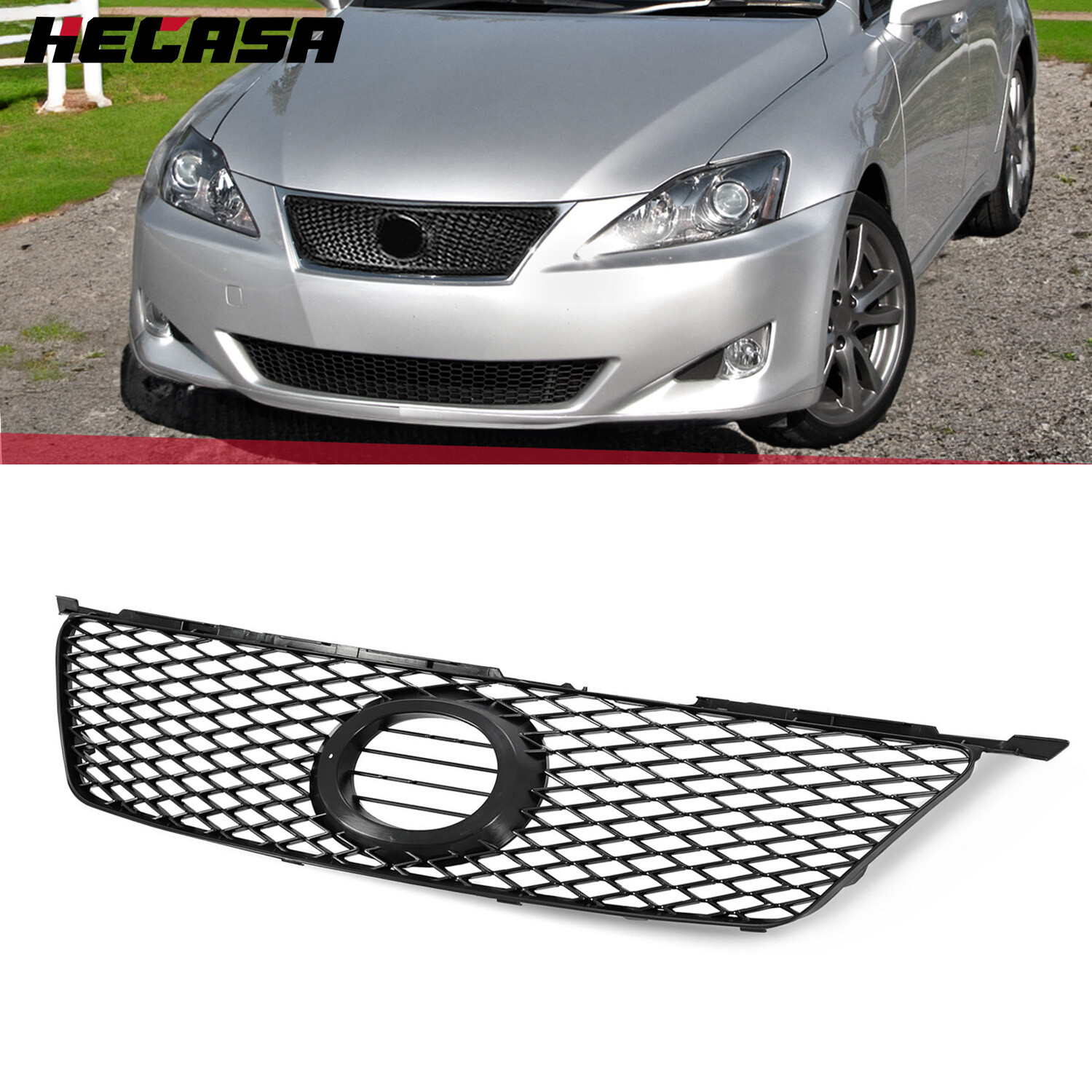 For Lexus IS250 IS350 2006-2008 Black Sport Mesh Grille Front Hood ...