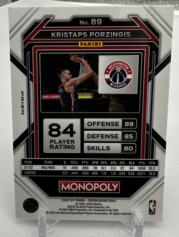 2022-23 Panini Prizm NBA Monopoly Kristaps Porzingis Running Mr ...