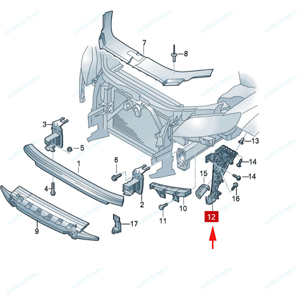 Left Side Front Bumper Mounting Bracket 4L0807284B Fit For 2007-2015 ...
