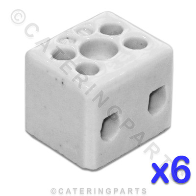 6x CERAMIC HIGH TEMPERATURE ELECTRICAL CONNECTOR BLOCKS 2 POLE 4mm 32A ...