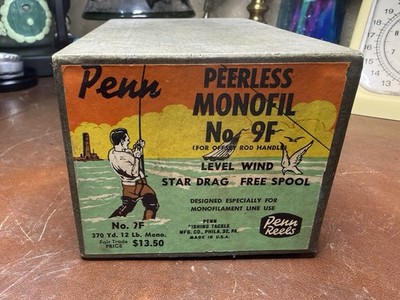 Vintage Penn Peerless No. 9F Level Wind Reel w Box Paperwork & Penn ...