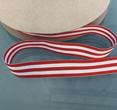 10 Yds Of 7/8” Wide Red & White Stripe Grosgrain Ribbon Be #041725A4 | eBay