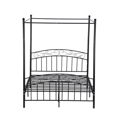 "Metal Canopy Platform Bed Frame Mattress Foundation with Steel Slat ...