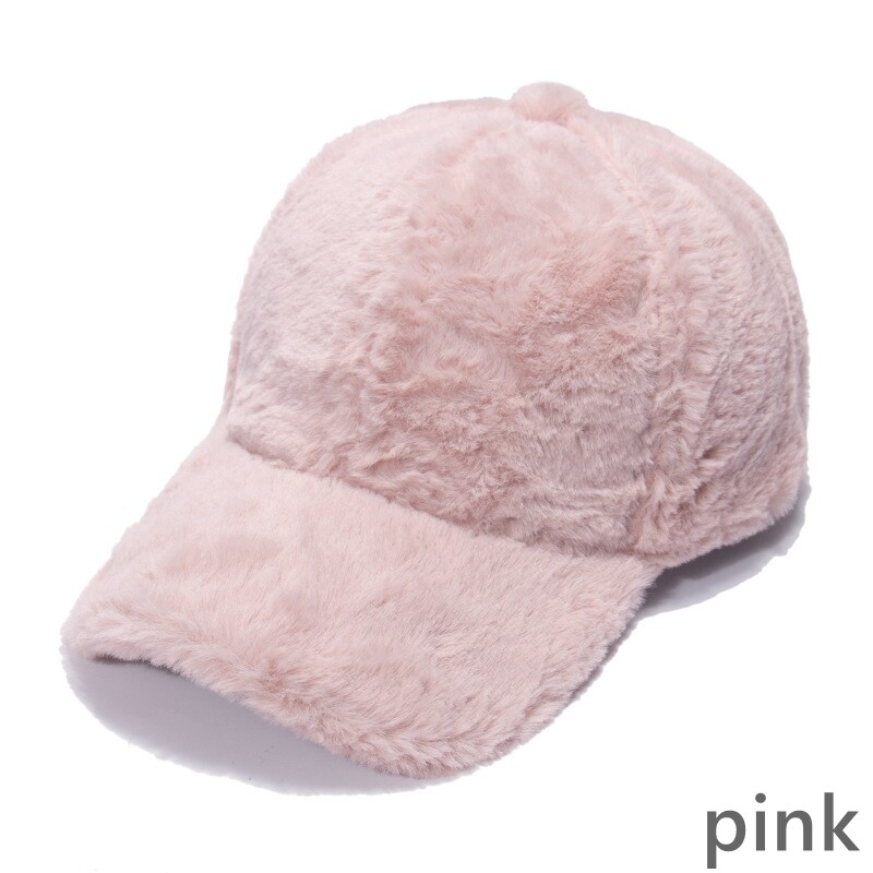 Lady Faux Fur Trucker Hat Baseball Cap Casual Thicken Thermal Winter ...