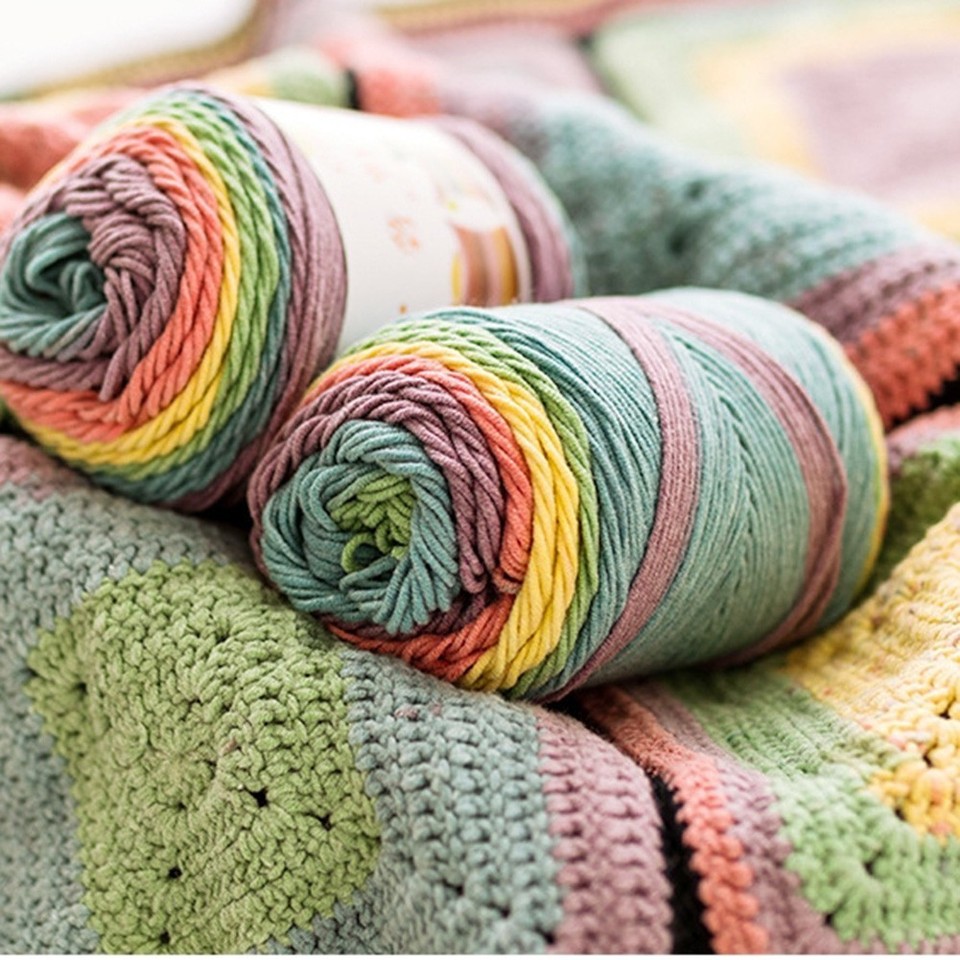 Hand Knitted Rainbow Effect Soft And Comfortable 45% Cotton 55% Acrylic ...