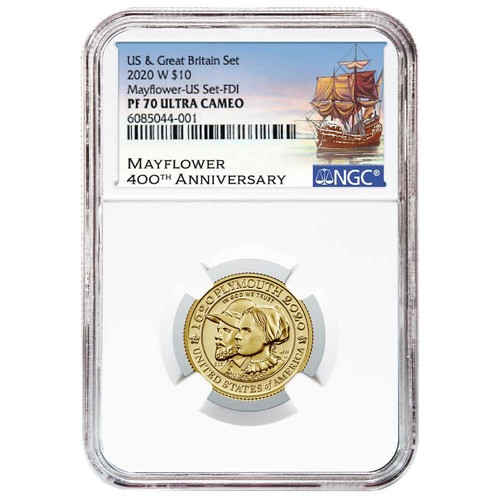 2020 Proof $10 Gold Mayflower Commemorative NGC PF70UC FDI Mayflower ...