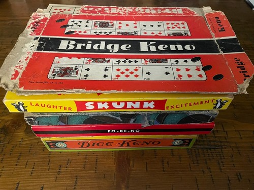 Lot of 5 Vintage Board Games - Dice Keno, Po Ke No x2, Bridge Keno ...