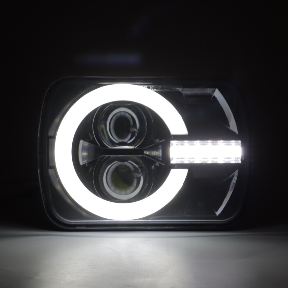 Fit for Ford F150 Bronco 1978-1986 Pair 7x6" Square LED Headlights Turn ...