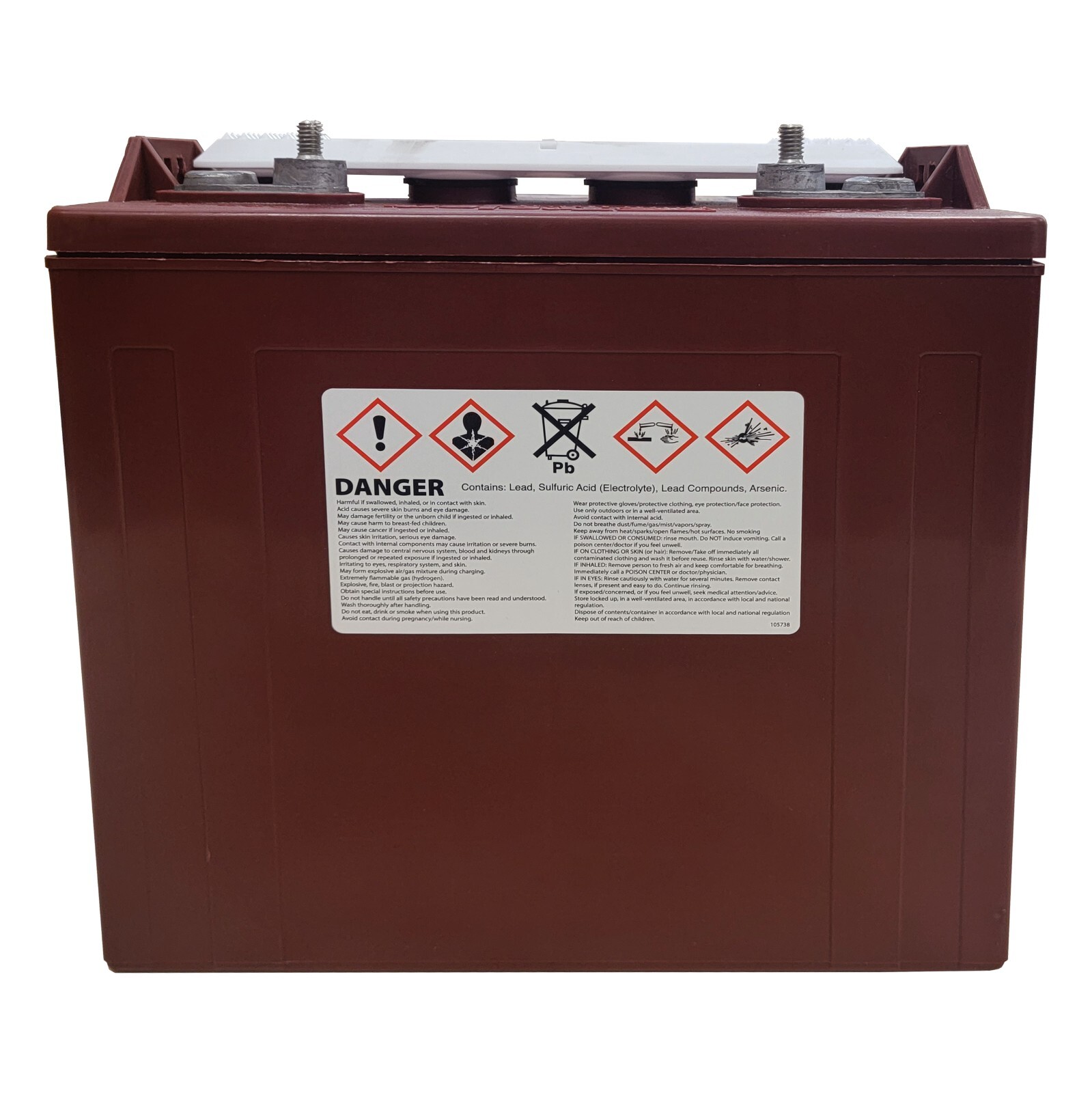 Trojan Motive T-890 8V 190Ah Flooded Lead Acid GC8 Deep Cycle Battery ...